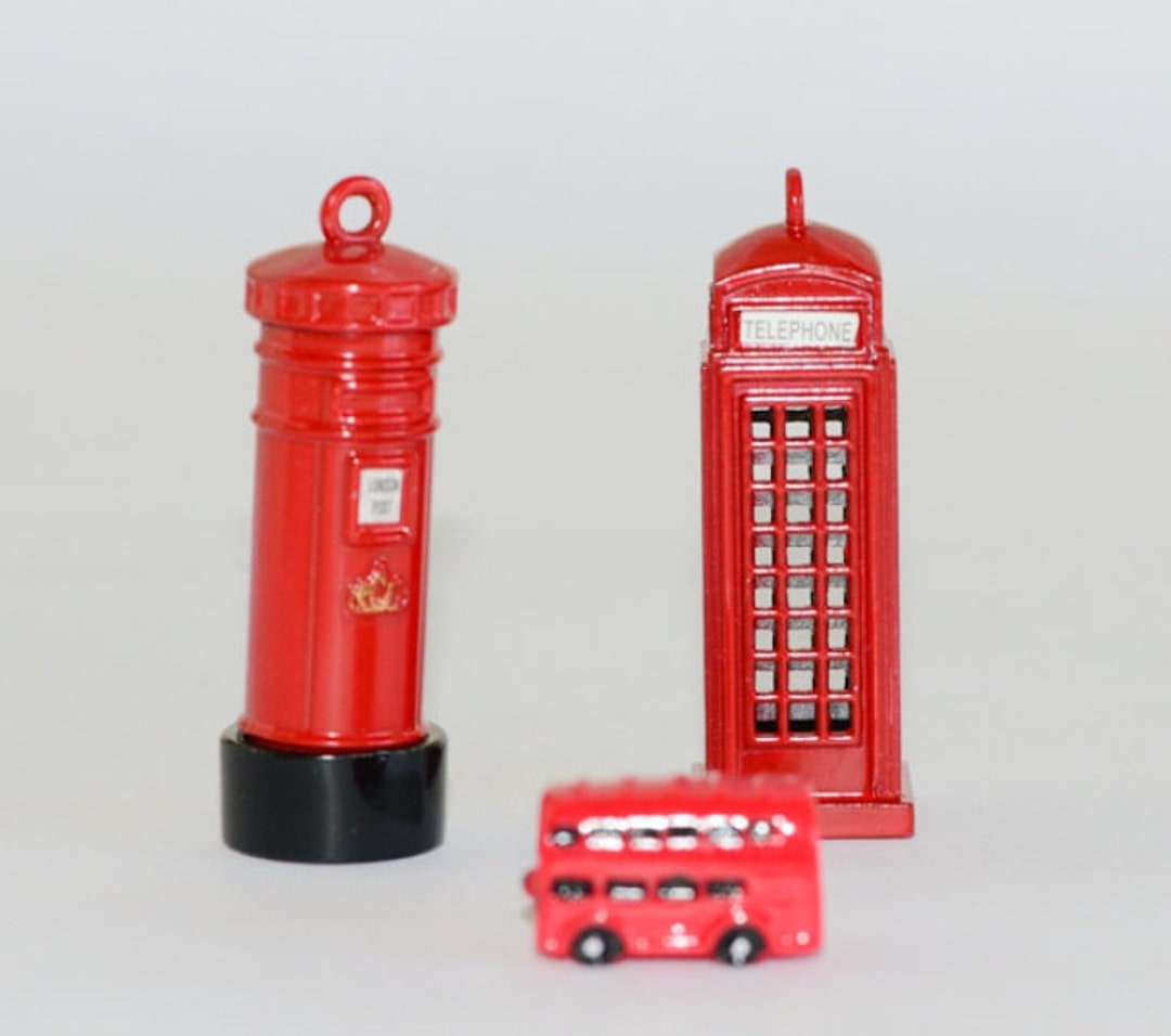 Mini London Figurine Set: Red Bus, Telephone Booth, Post Box - Etsy