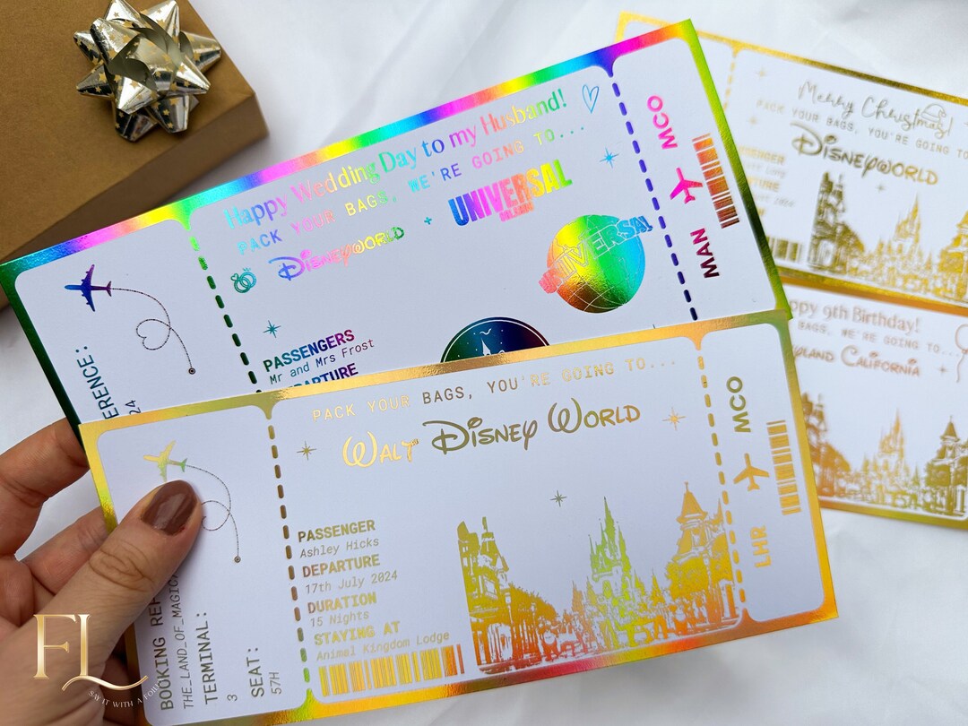 Fake Boarding Pass, Disney Trip, Disneyworld, Golden Ticket, Surprise ...