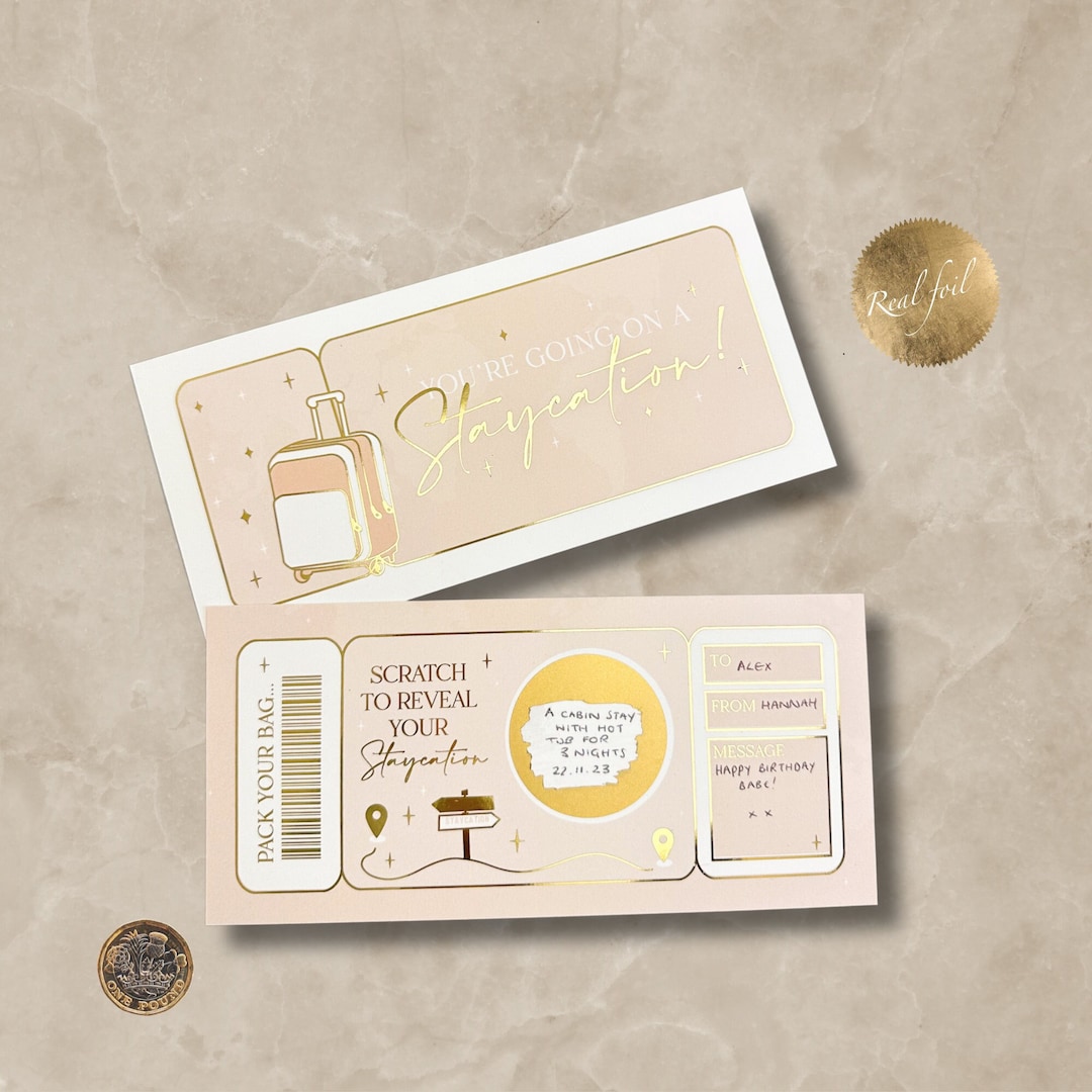 Weekend Getaway, Foil Ticket Voucher Gift, Birthday Surprise, Holiday ...