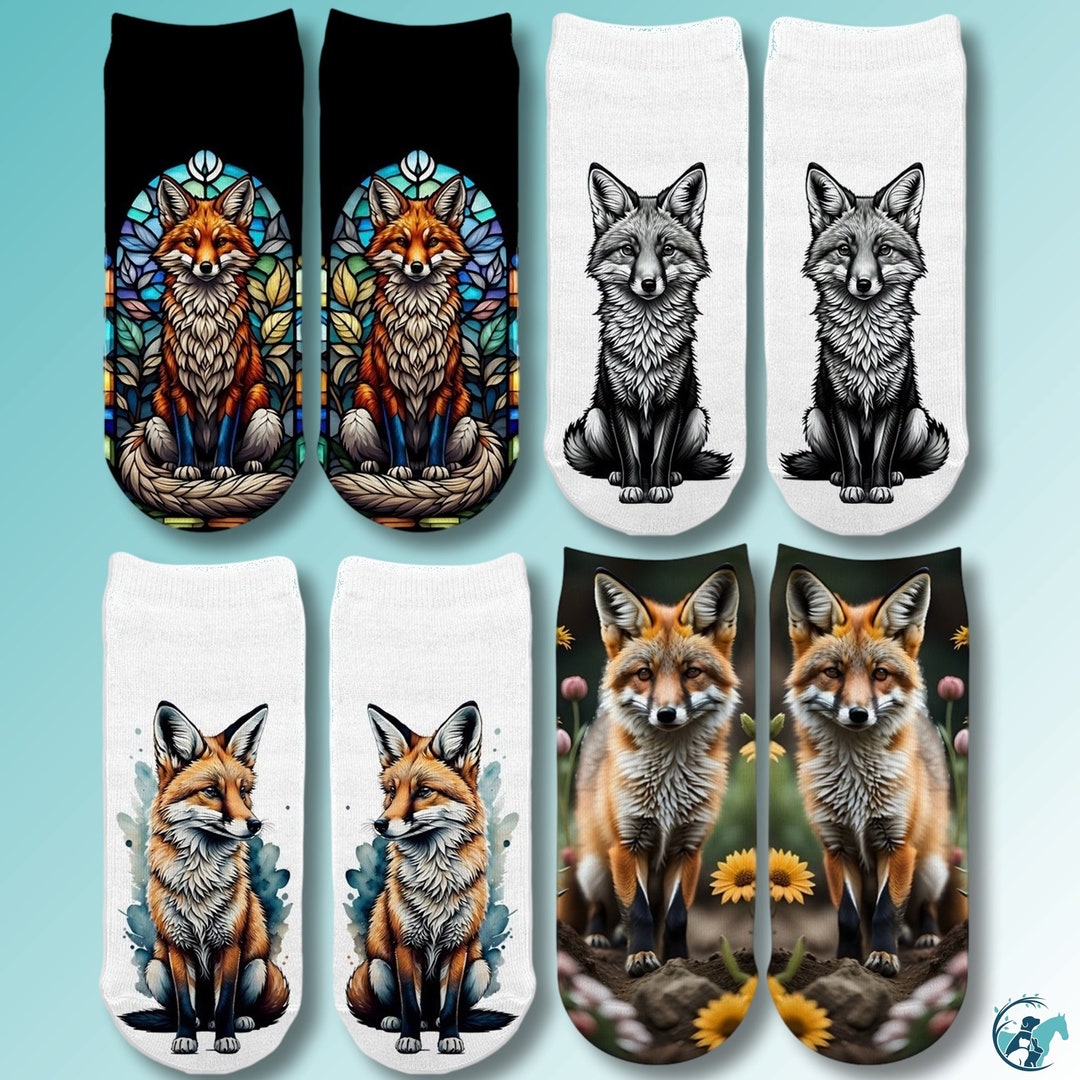 Foxes Forest Animal Socks - No Show Ankle Footwear - Critter Lover ...