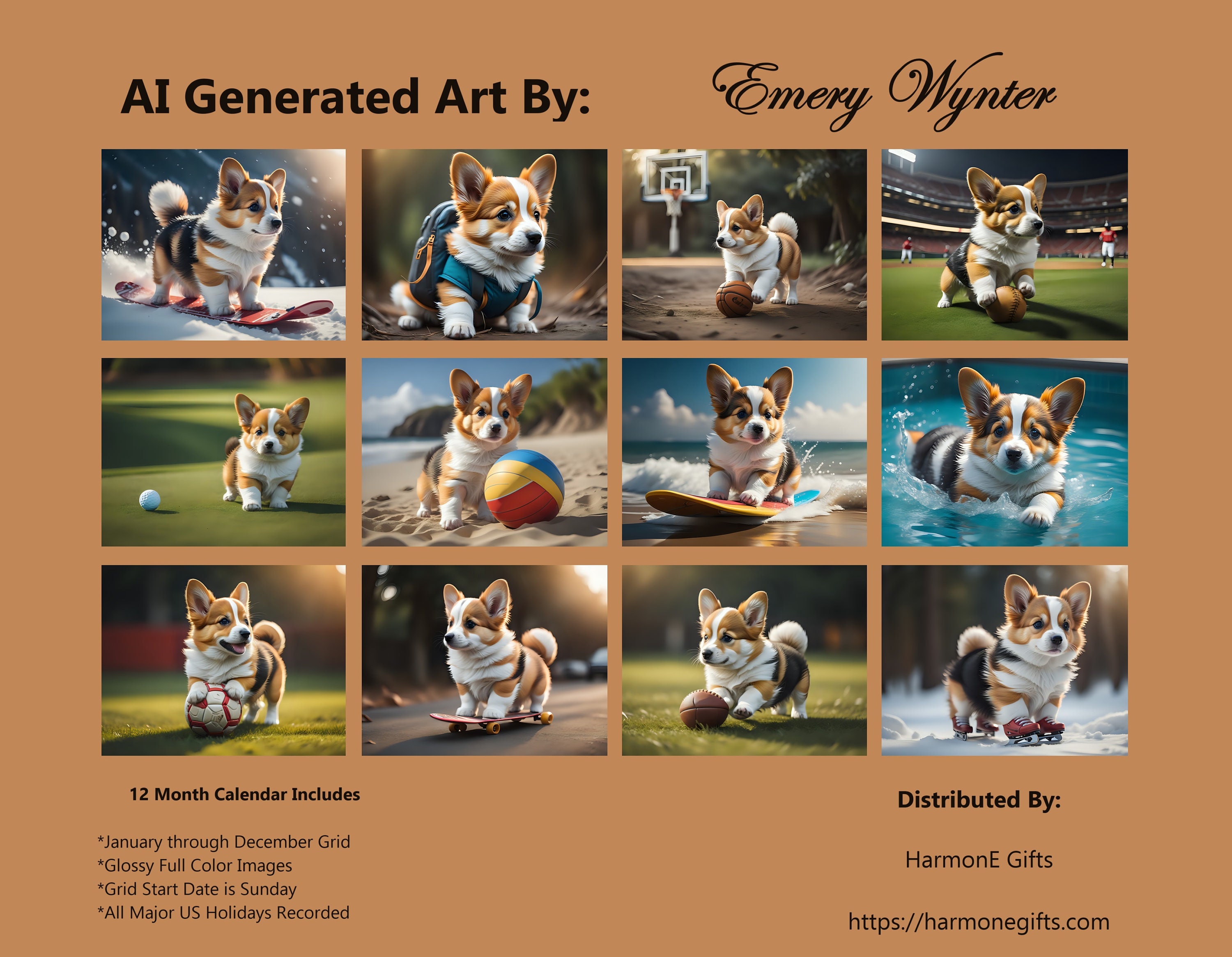2024 Sporty Corgis Dog 12 Month Calendar Corgi Dogs and Puppies Monthly ...