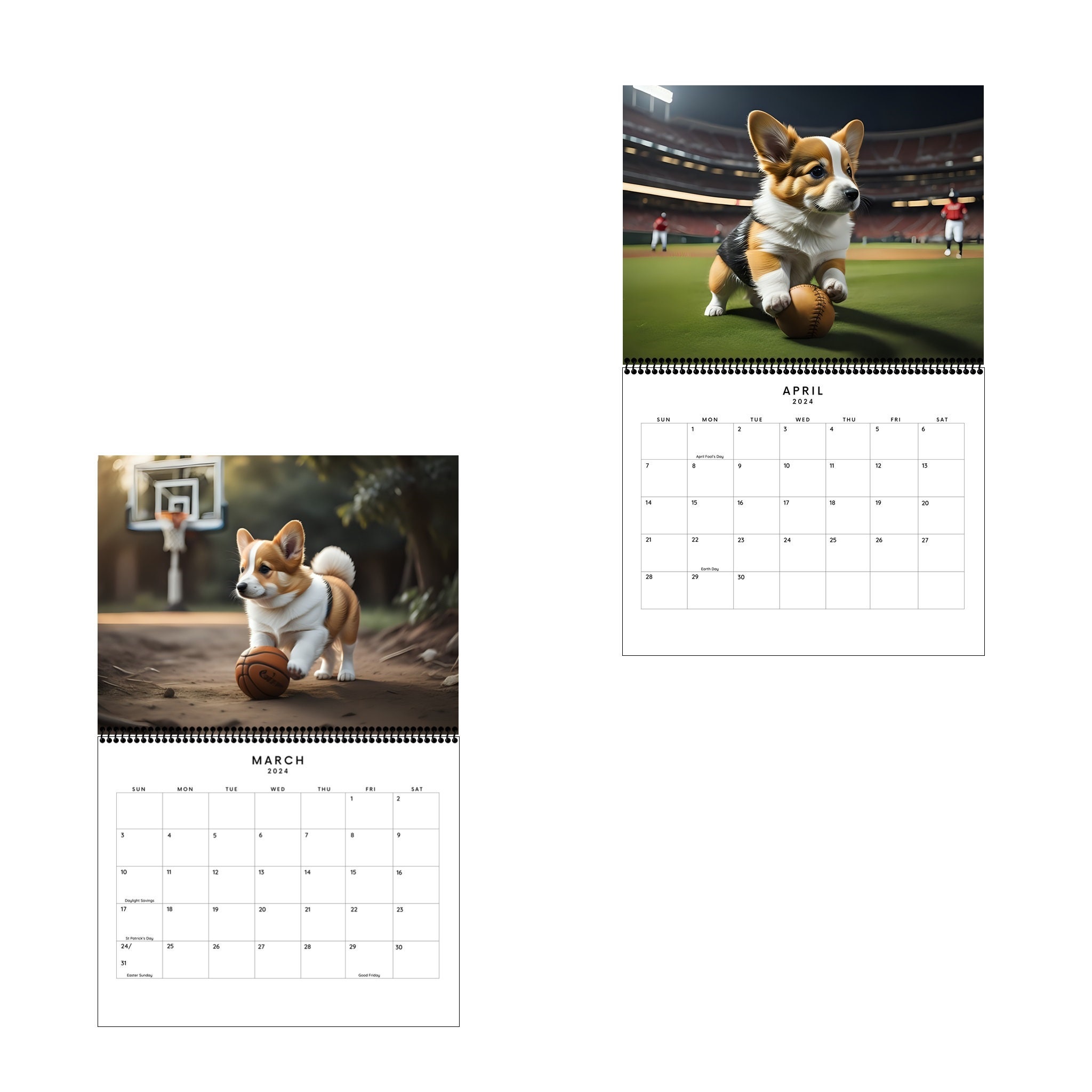 2024 Sporty Corgis Dog 12 Month Calendar Corgi Dogs and Puppies Monthly ...