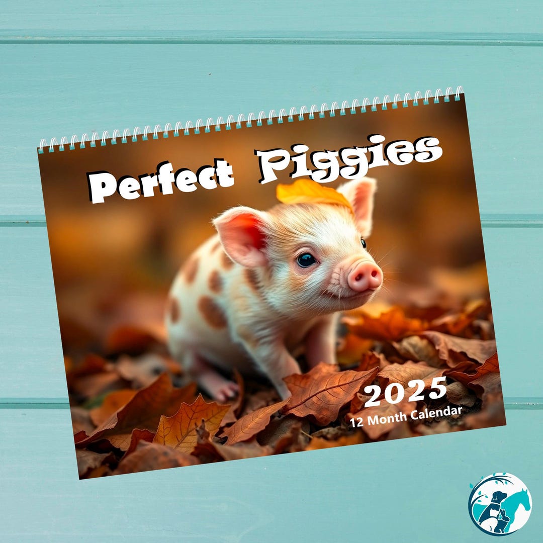 2025 Perfect Piggies 12 Month Calendar - Pig Family Monthly Wall ...
