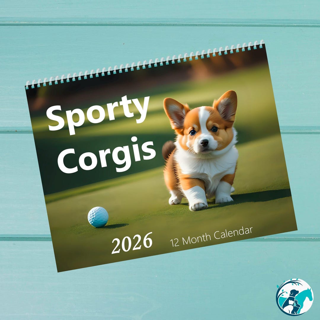 2026 Sporty Corgis Dog 12 Month Calendar Corgi Dogs and Puppies Monthly ...