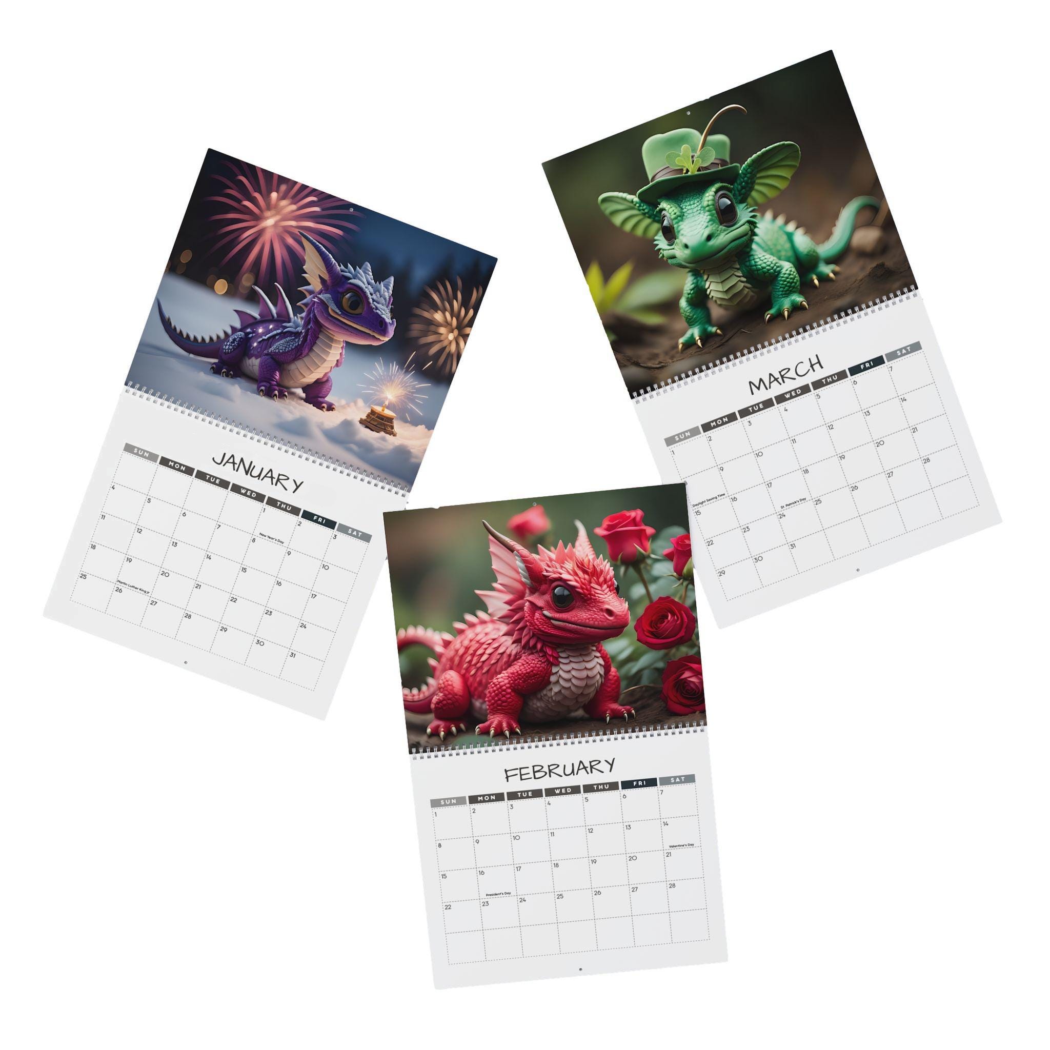 2026 Baby Dragons 12 Month Calendar Adorable Young Dragon Lover Monthly ...
