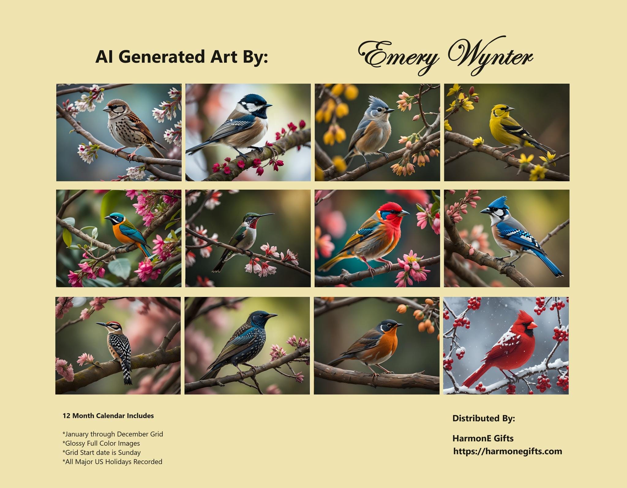 2026 Backyard Birds 12 Month Calendar Bird Watcher Monthly Wall ...