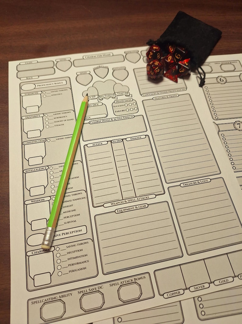 Minimalistic Character Sheet for Dungeons and Dragons: Printable PDF ...