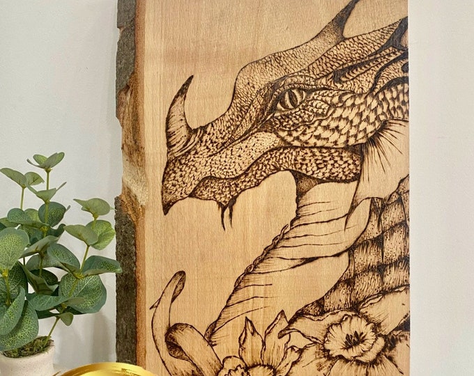 Welsh Dragon Wood Burn Pyrography Art Dragon Art Live Edge Oak Wood ...