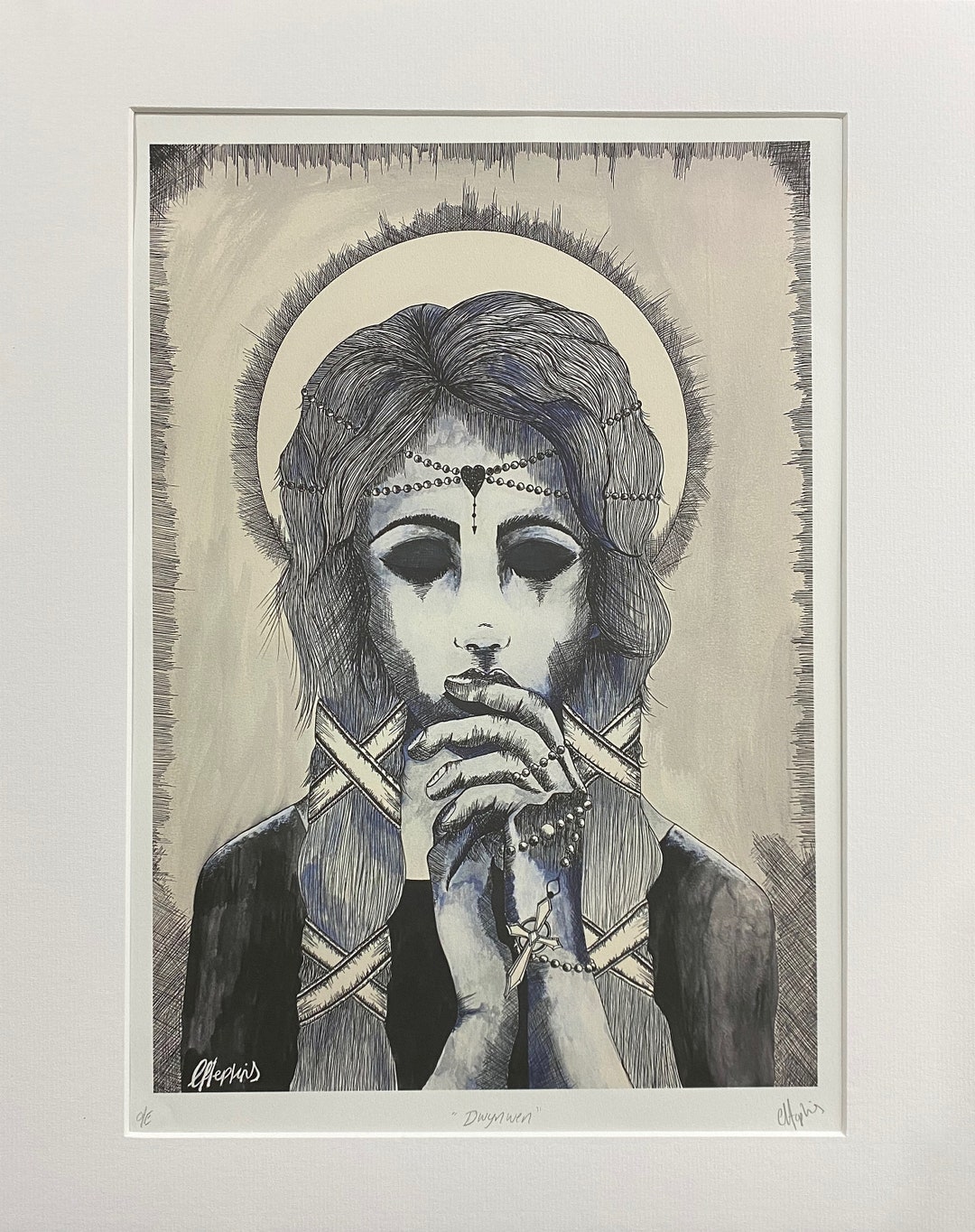 St Dwynwen Art Print: Welsh Patron Saint of Lovers Ink Illustration - Etsy