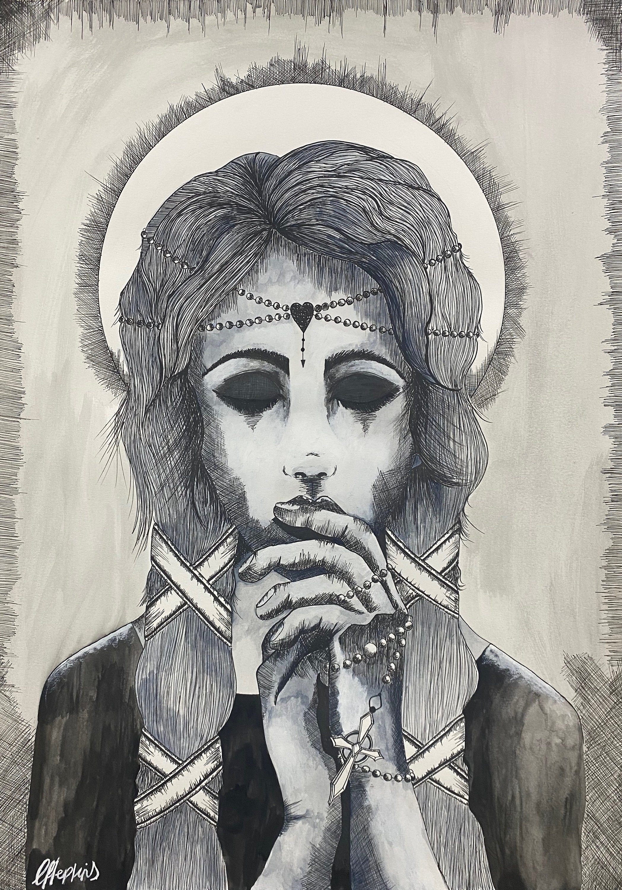 St Dwynwen Art Print: Welsh Patron Saint of Lovers Ink Illustration - Etsy