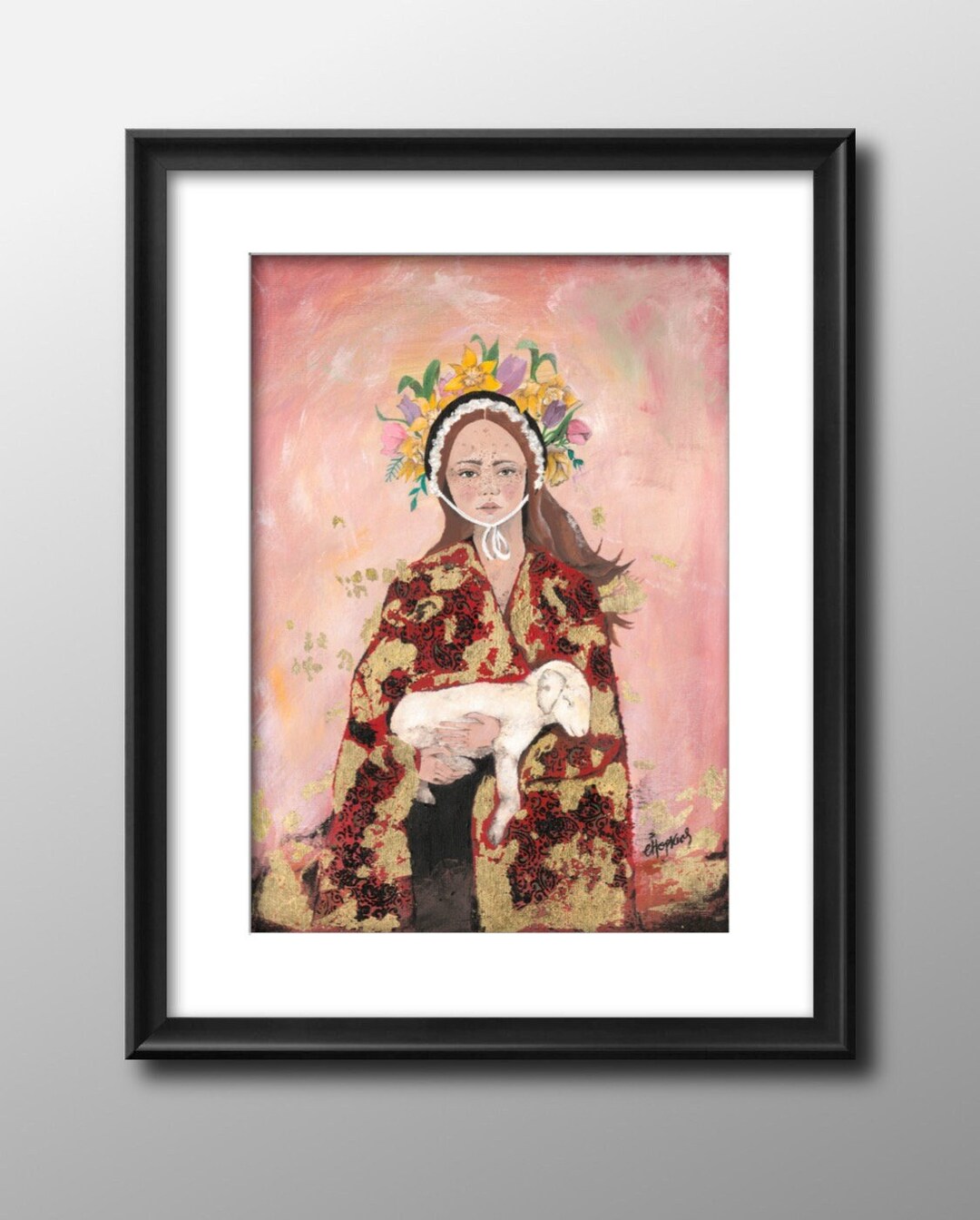 Welsh Lady Print| Welsh Art| Welsh Shawl Lamb| Heritage| Flora and ...