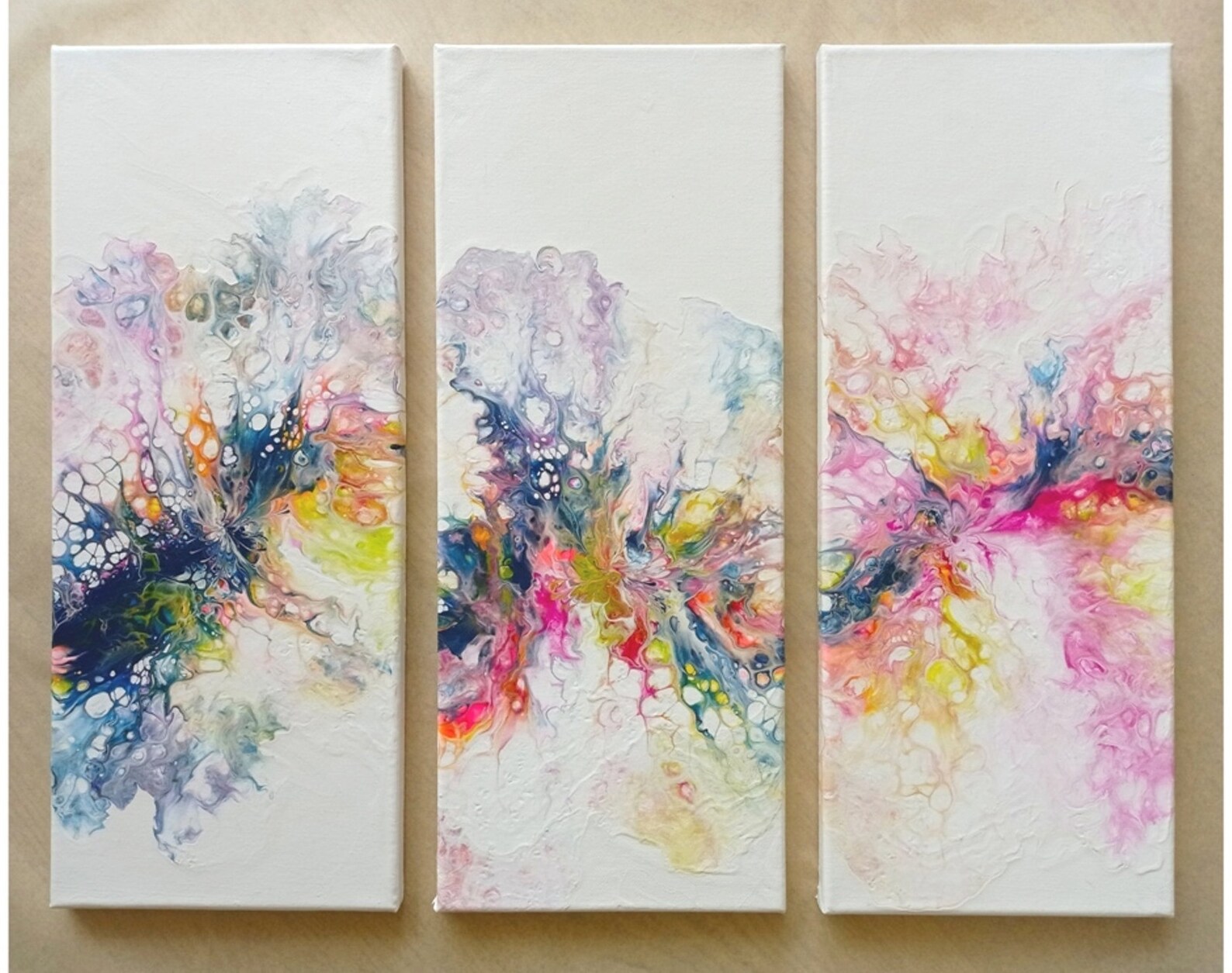 Triptych.abstract Canvas Painting Abstraction. Original From the Author ...
