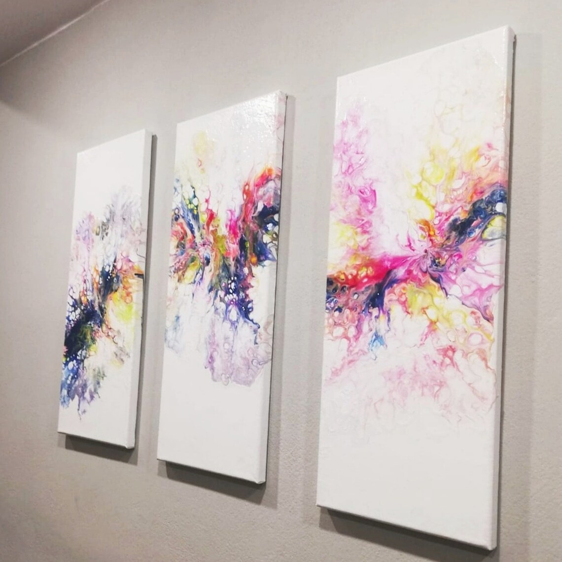 Triptych.abstract Canvas Painting Abstraction. Original From - Etsy
