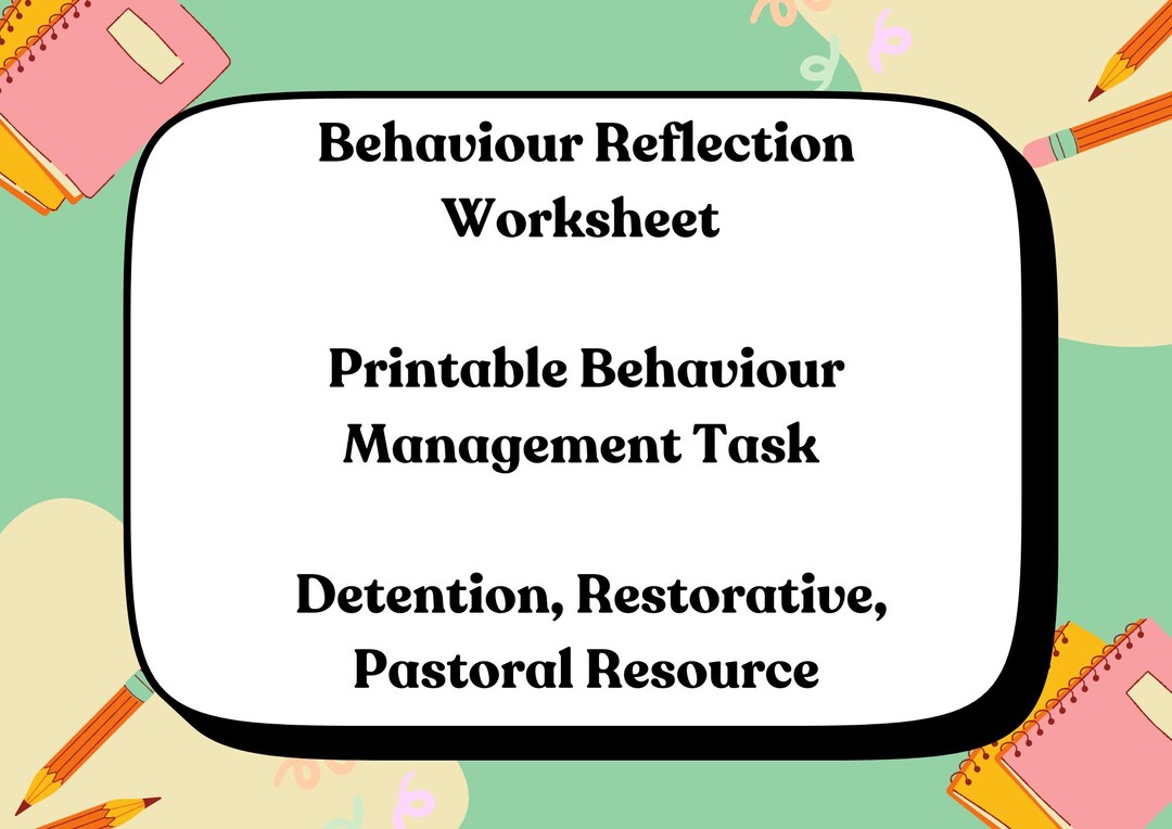 Behaviour Reflection Worksheet for Students – Printable Behaviour ...