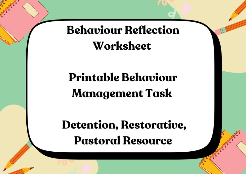 Behaviour Reflection Worksheet for Students – Printable Behaviour ...