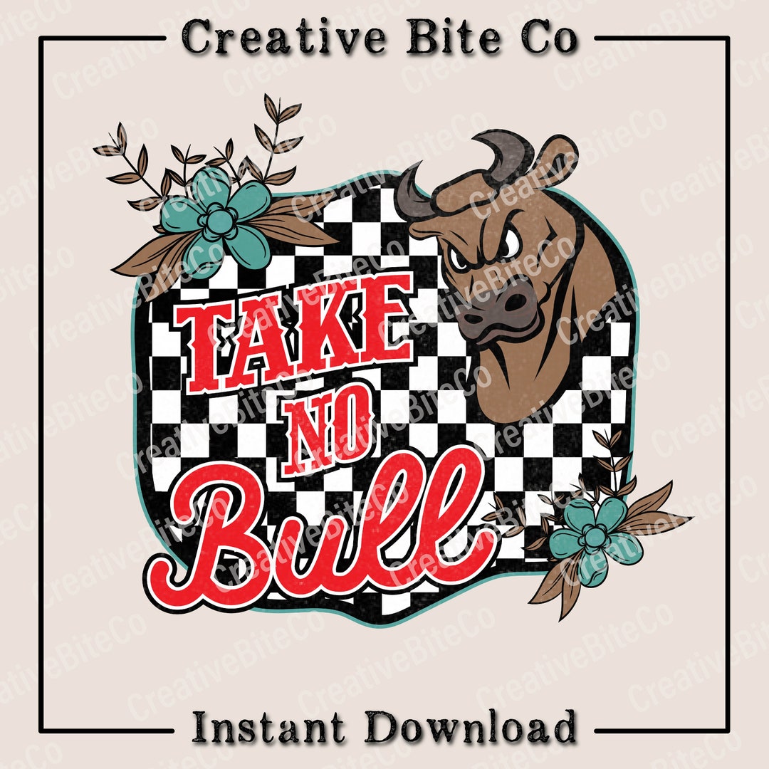 Take No Bull Turquoise Frame PNG, Checkered Lightning Bolt Png, Steer ...