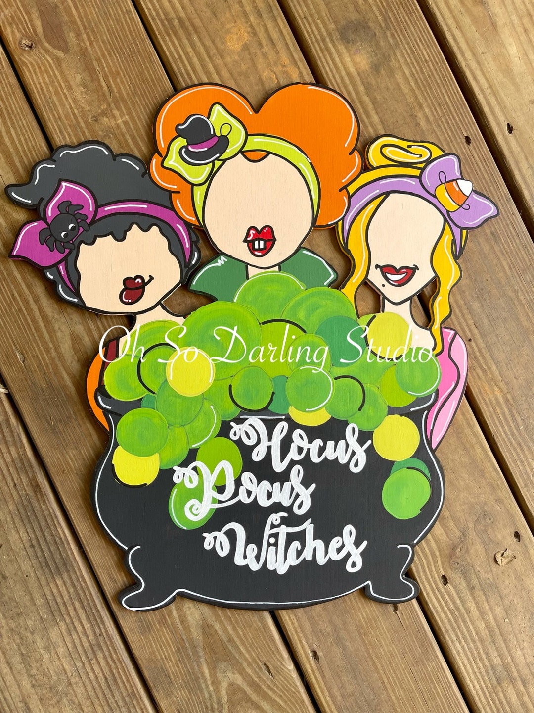 Hocus Pocus Door Hanger: Hand-painted Halloween Witches Decor - Etsy