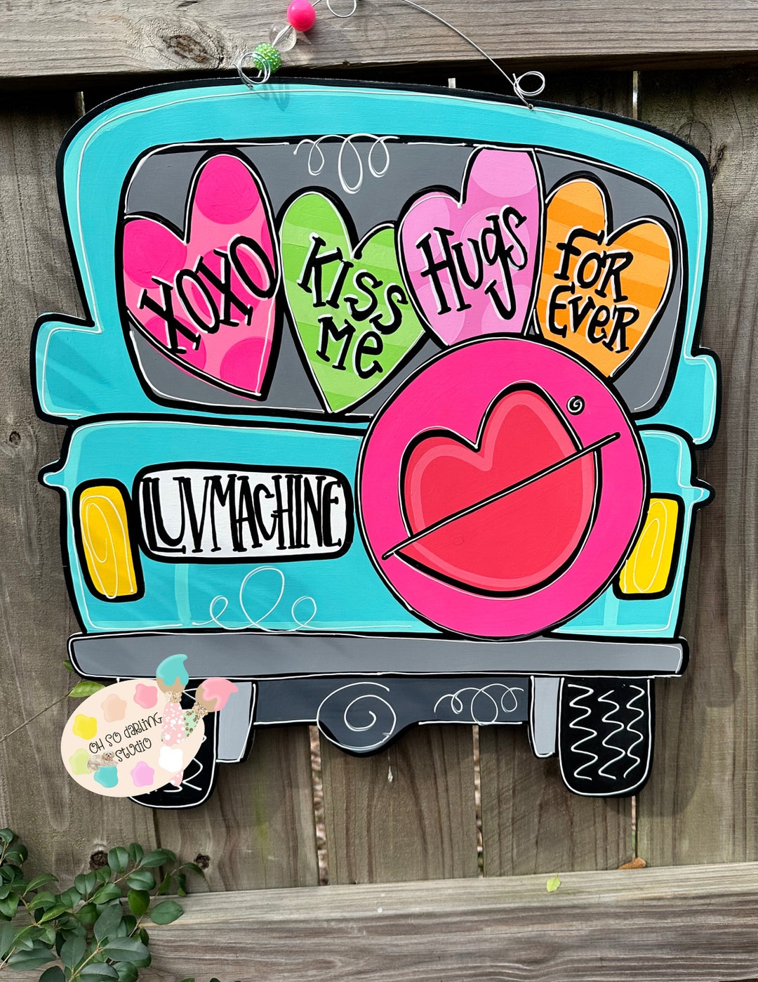 Valentine Jeep Door Hanger: Hand-painted Heart Decor - Etsy