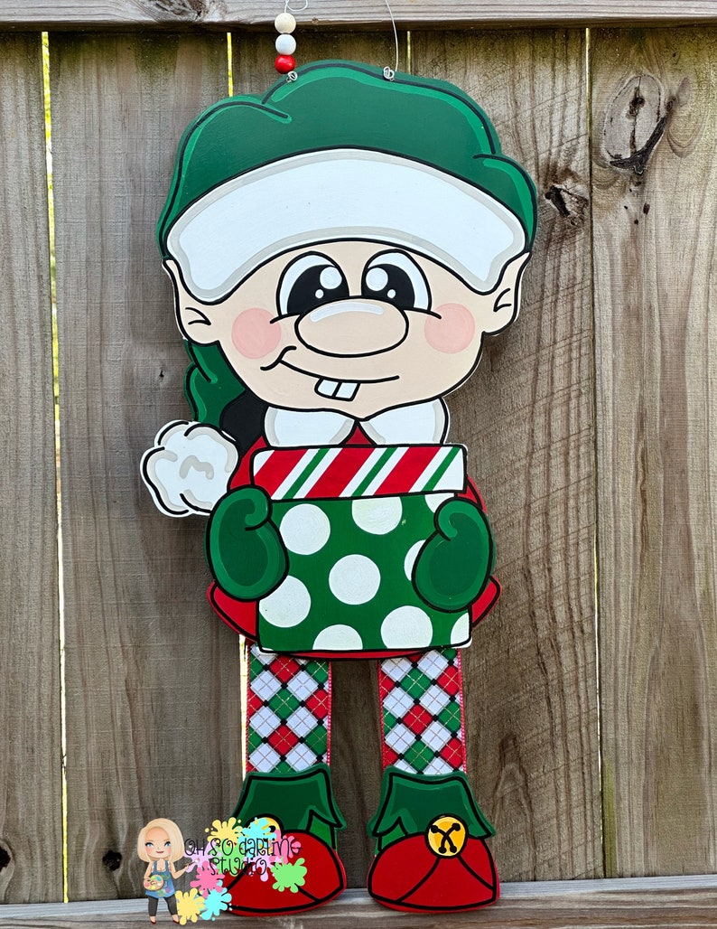 Door Hanger | Wreath Attachment | Elf Boy | Elf Girl | Christmas - Etsy