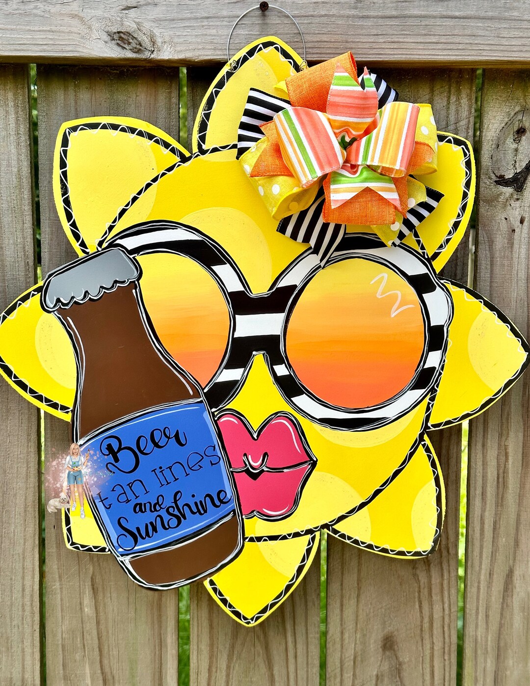 DOOR HANGER, Wreath Attachment, Summer Door Hanger, Sun Door Hanger ...