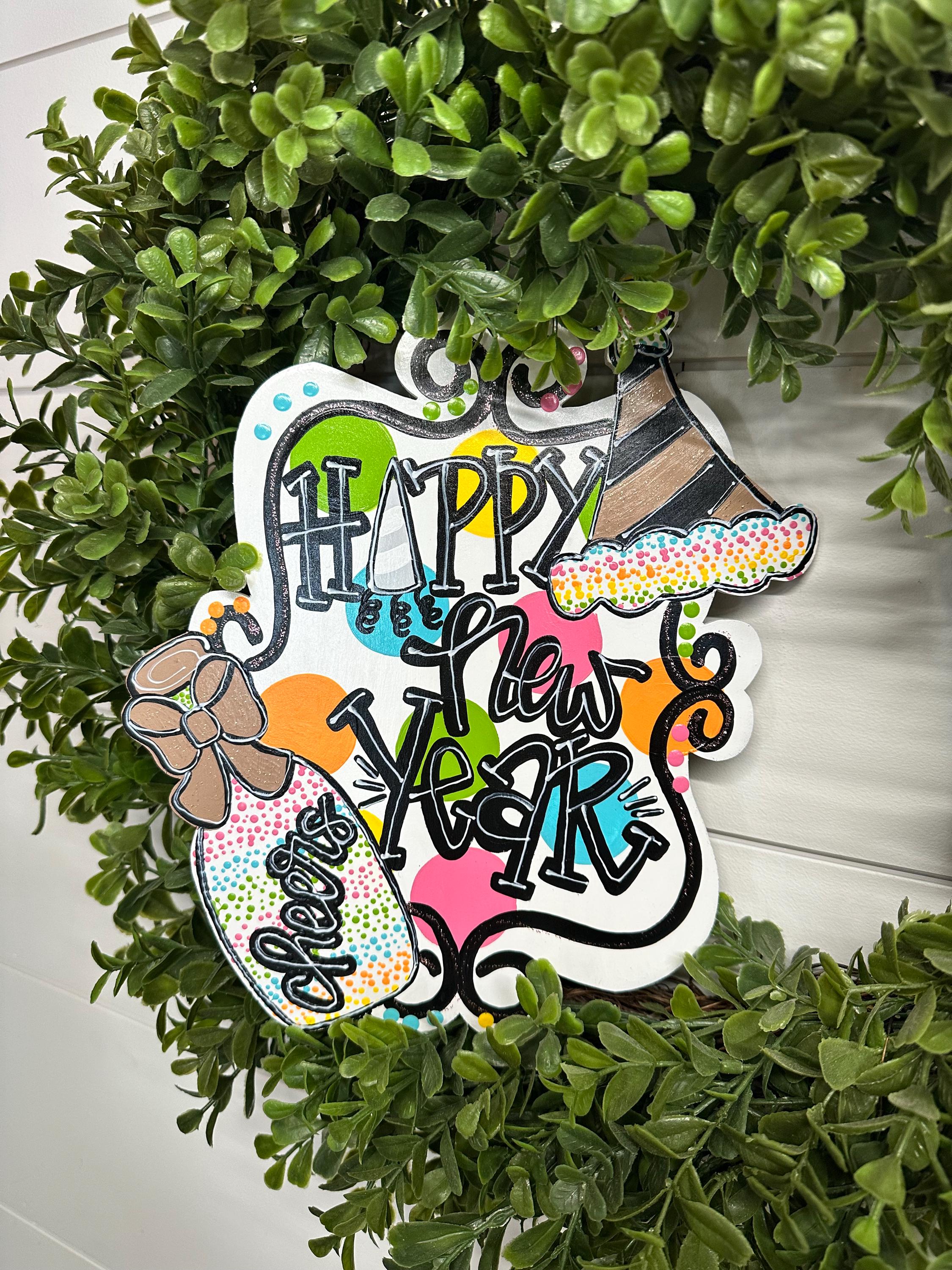New Year Door Hanger: Hand-painted Birch Attachment - Etsy