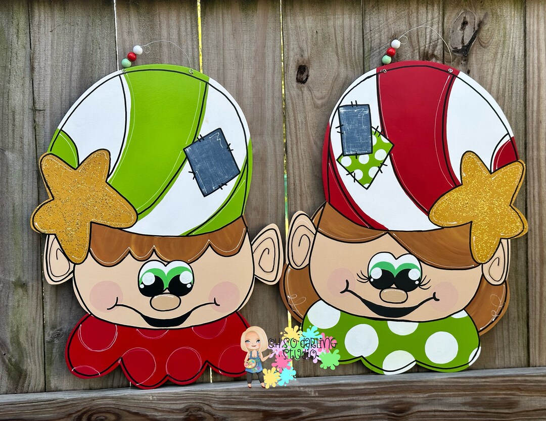 Door Hanger | Wreath Attachment | Elf Boy | Elf Girl | Christmas - Etsy