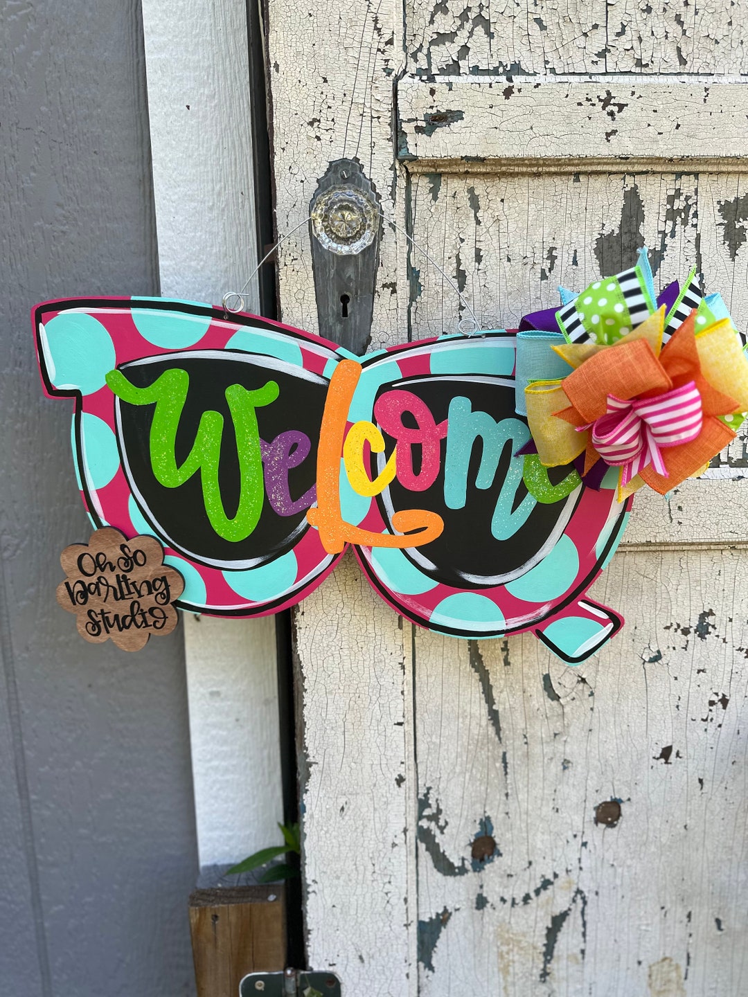 Sunglasses Summer Door Hanger/attachment: Hand-painted Welcome Sign - Etsy