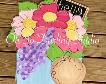 Spring Flowers Door Hanger Spring Door Sign Door Decor - Etsy