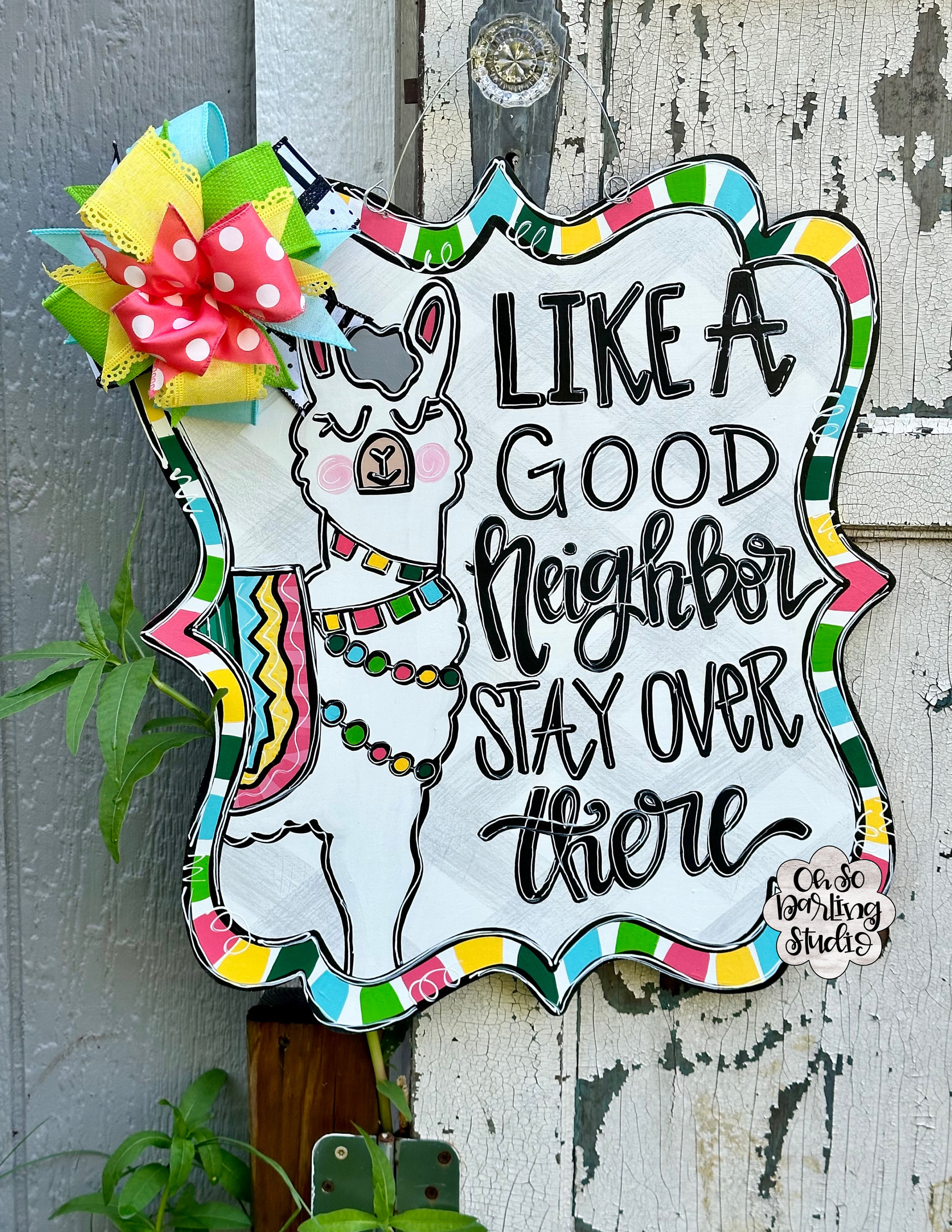 Llama Door Hanger: Hand-painted Spring/summer Decor - Etsy