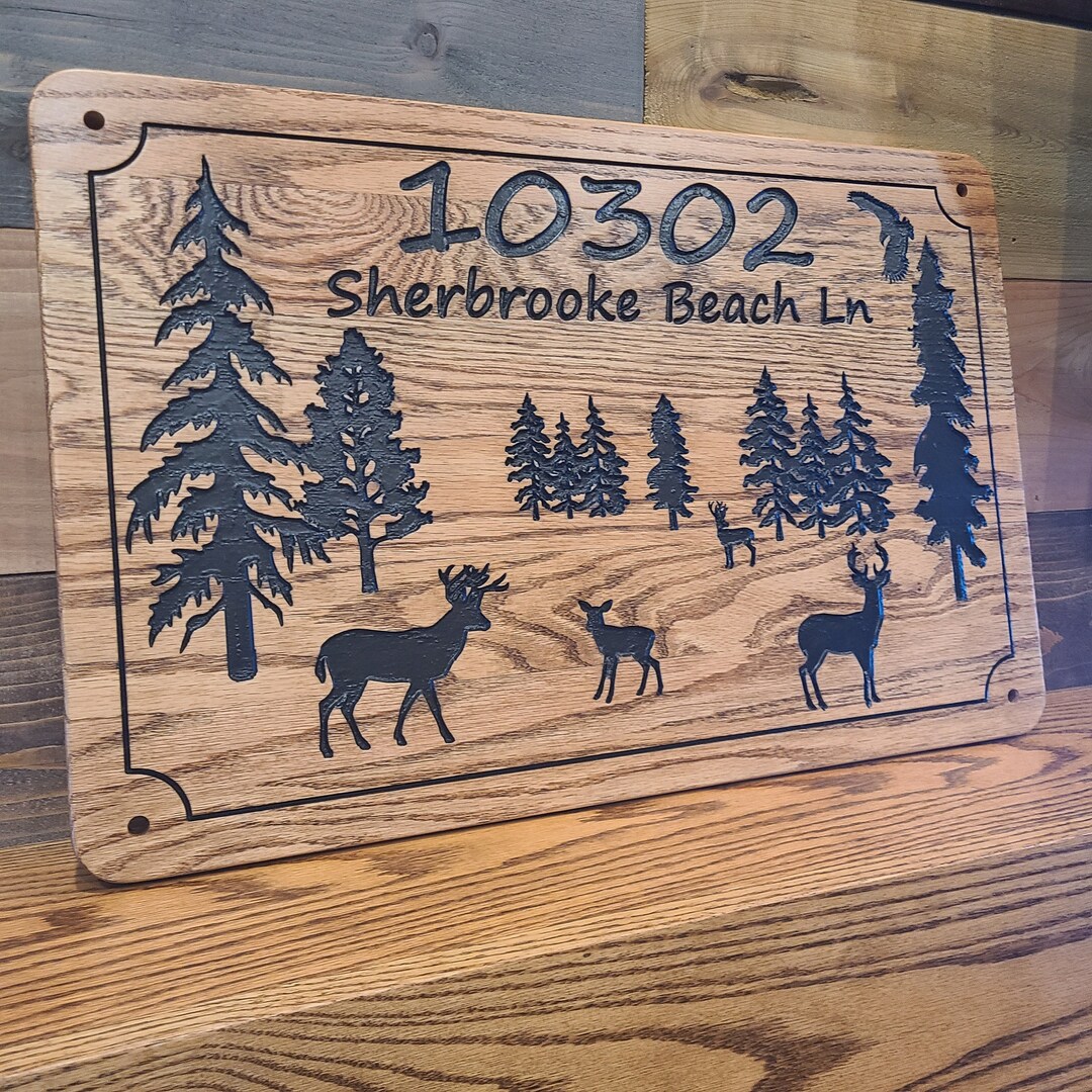 Deer and Trees Family Cabin Signs, Lake Home Signs, Welcome Signs ...