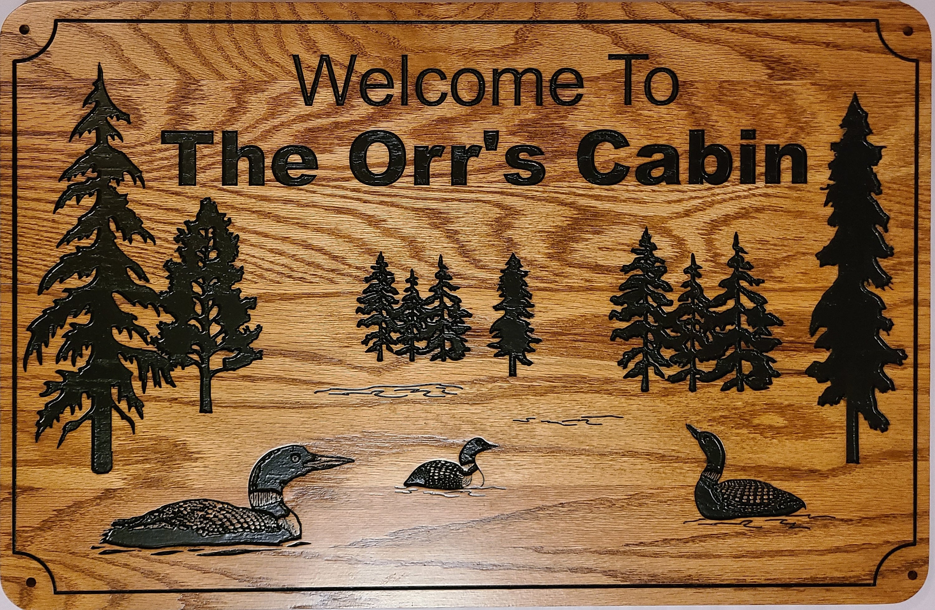 Loons and Trees Family Cabin Signs, Welcome or Lake Home Signs ...