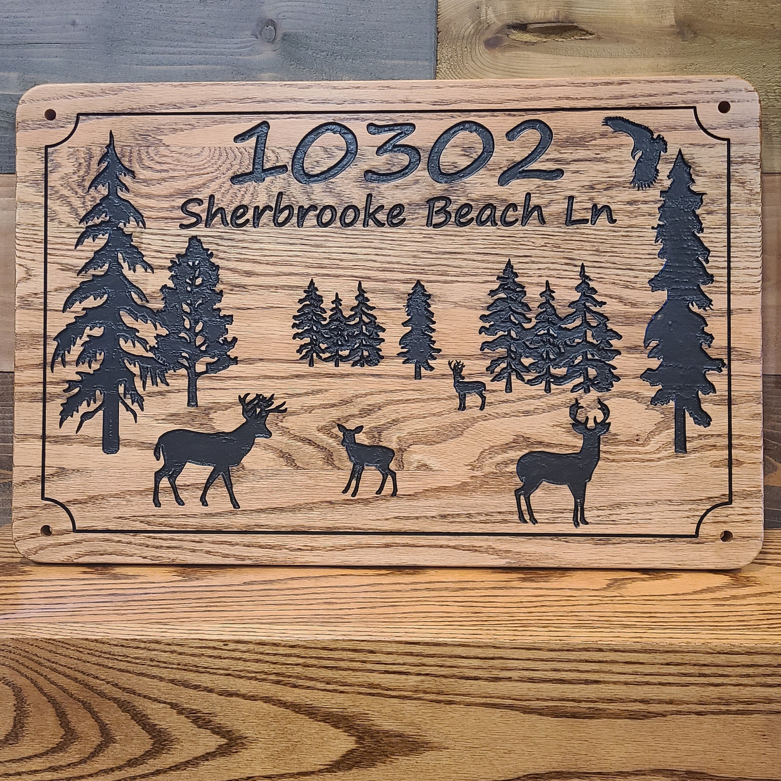 Deer and Trees Family Cabin Signs, Lake Home Signs, Welcome Signs ...