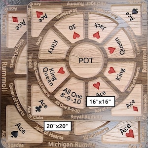 Limited Edition 16"x16" Solid Red Oak Tripoli, Michigan Rummy or ...