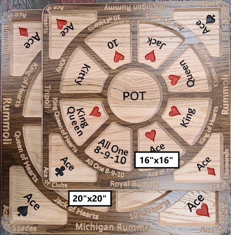 Limited Edition 16"x16" Solid Red Oak Tripoli, Michigan Rummy or ...