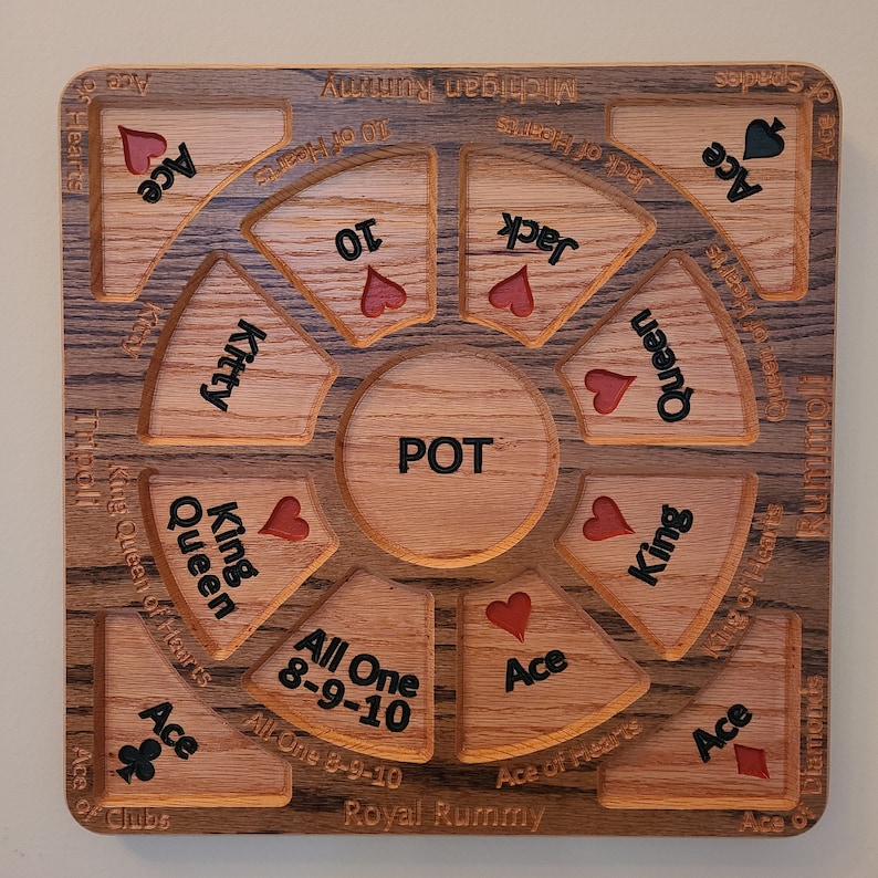 Limited Edition 16"x16" Solid Red Oak Tripoli, Michigan Rummy or ...