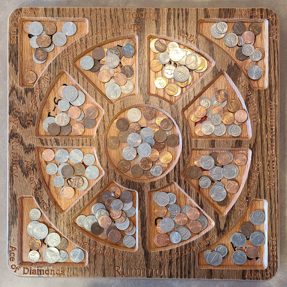 Limited Edition Solid Red Oak 6-7-8 Tripoli, Michigan Rummy or Rummoli ...