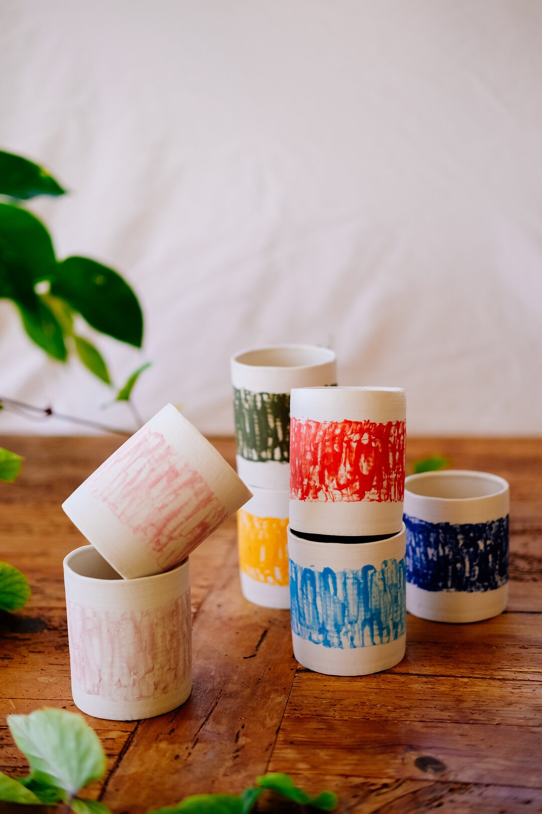Large Colorful Bohemian Porcelain Cups - Etsy