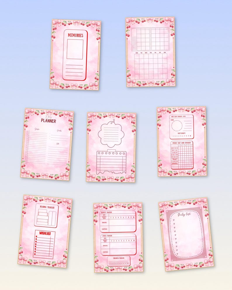 Printable Planner Bundle | Pink Cherry Design, Daily, Weekly, Monthly ...