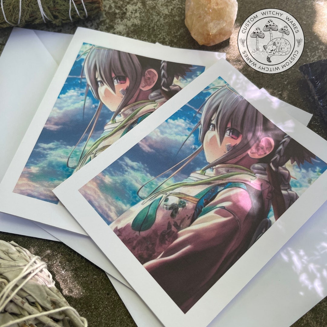 Garden Protector Anime Style Art Print Handmade Blank Greeting Card Any ...