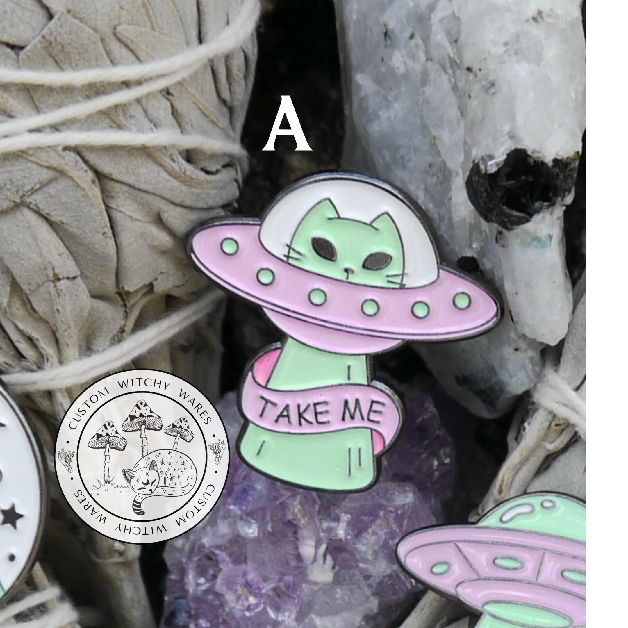 Kawaii UFO Space Cat Alien; Backpack Lapel Pin - Etsy