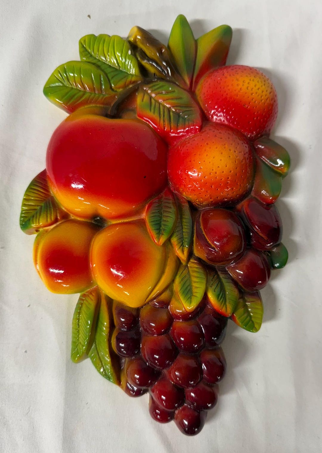 Vintage Chalkware Fruit Wall Plaque Decor Apples Grapes - Etsy