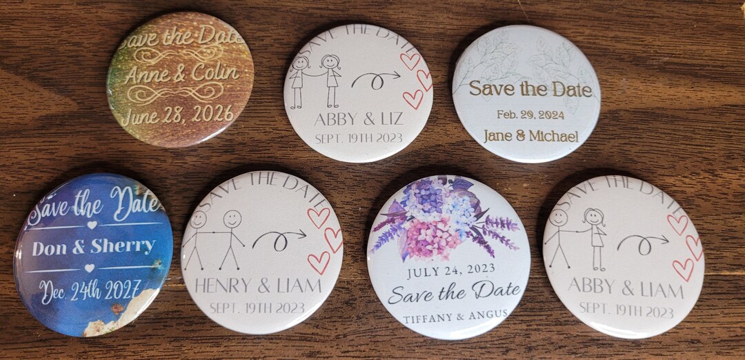 Customizable Save the Date Pins or Magnets - Etsy