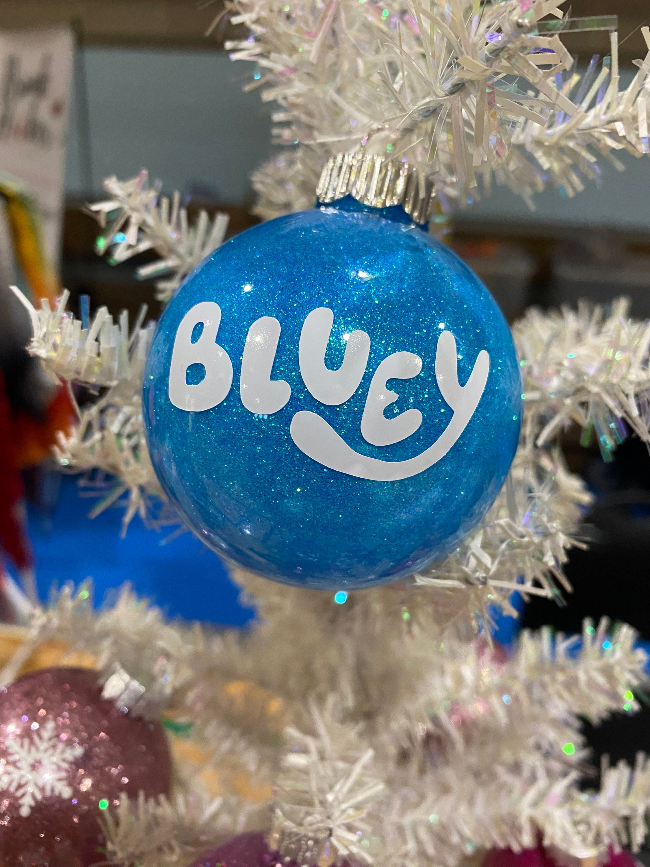 Bluey Glitter Ball Ornament - Etsy