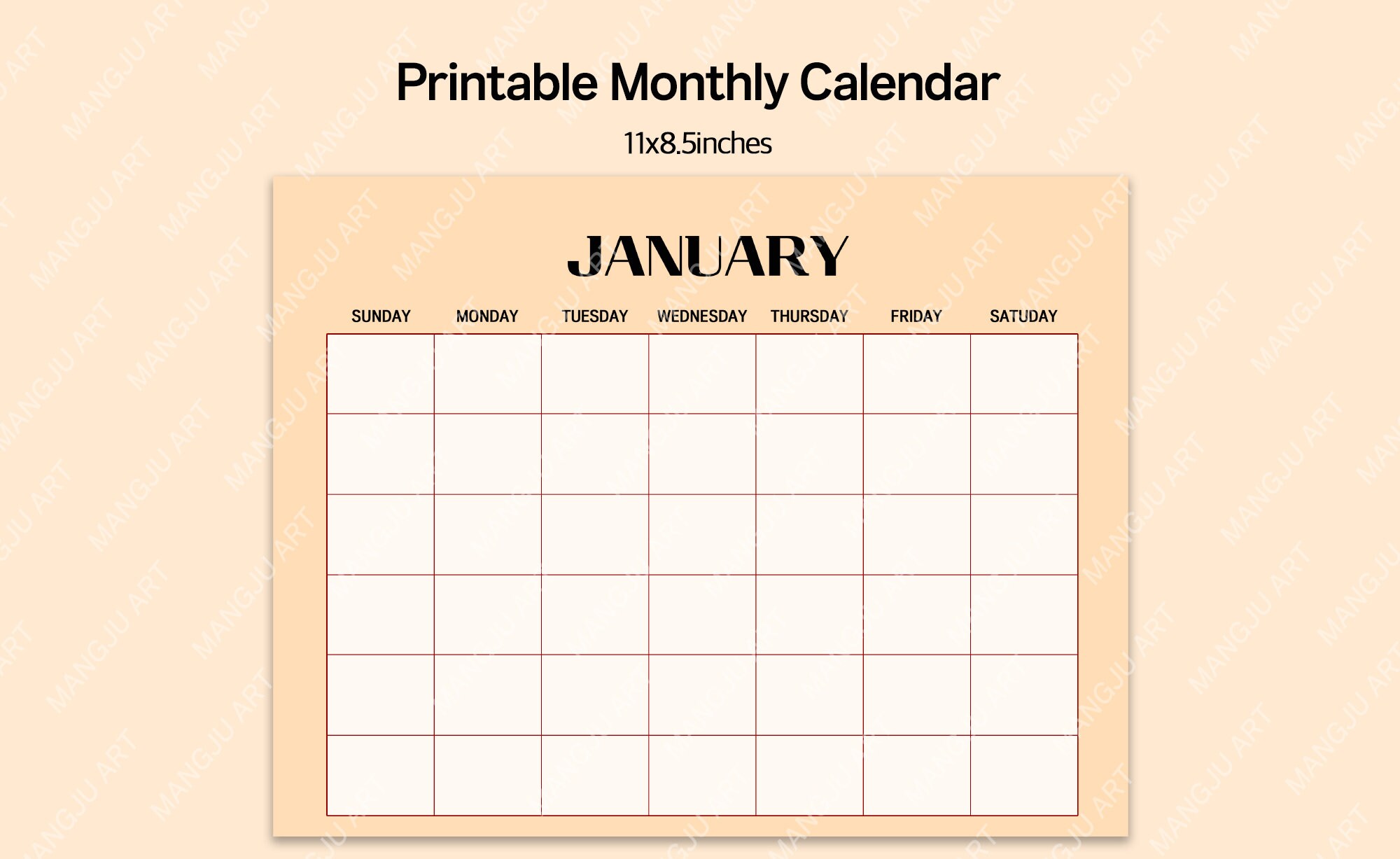 Printable 2022 Simple Calendarmonthly Calendarblank monthly - Etsy