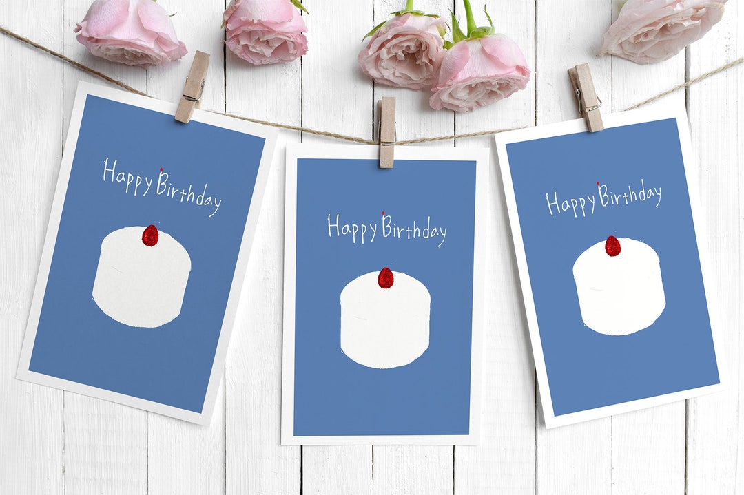 Printable Happy Cake Card Happy Birthday Card Digital - Etsy