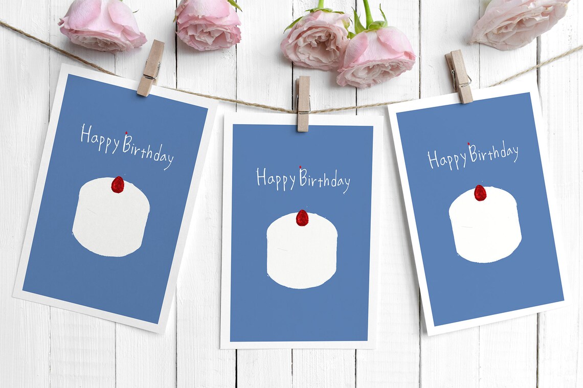 Printable Happy Cake Card Happy Birthday Card Digital - Etsy