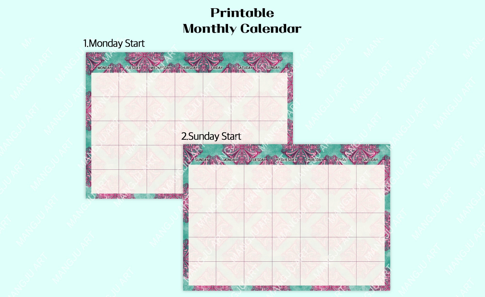 Printable Calendar Monthly Calendar Blank Monthly Plan - Etsy