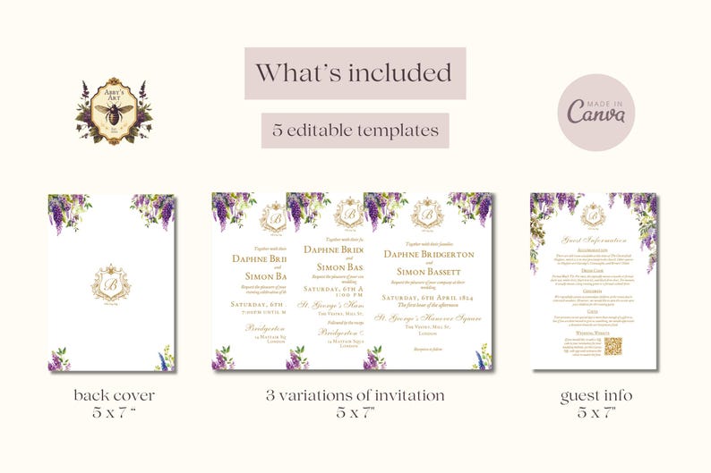 Bridgerton Wedding Invitation Template: Vintage Regency DIY (canva ...
