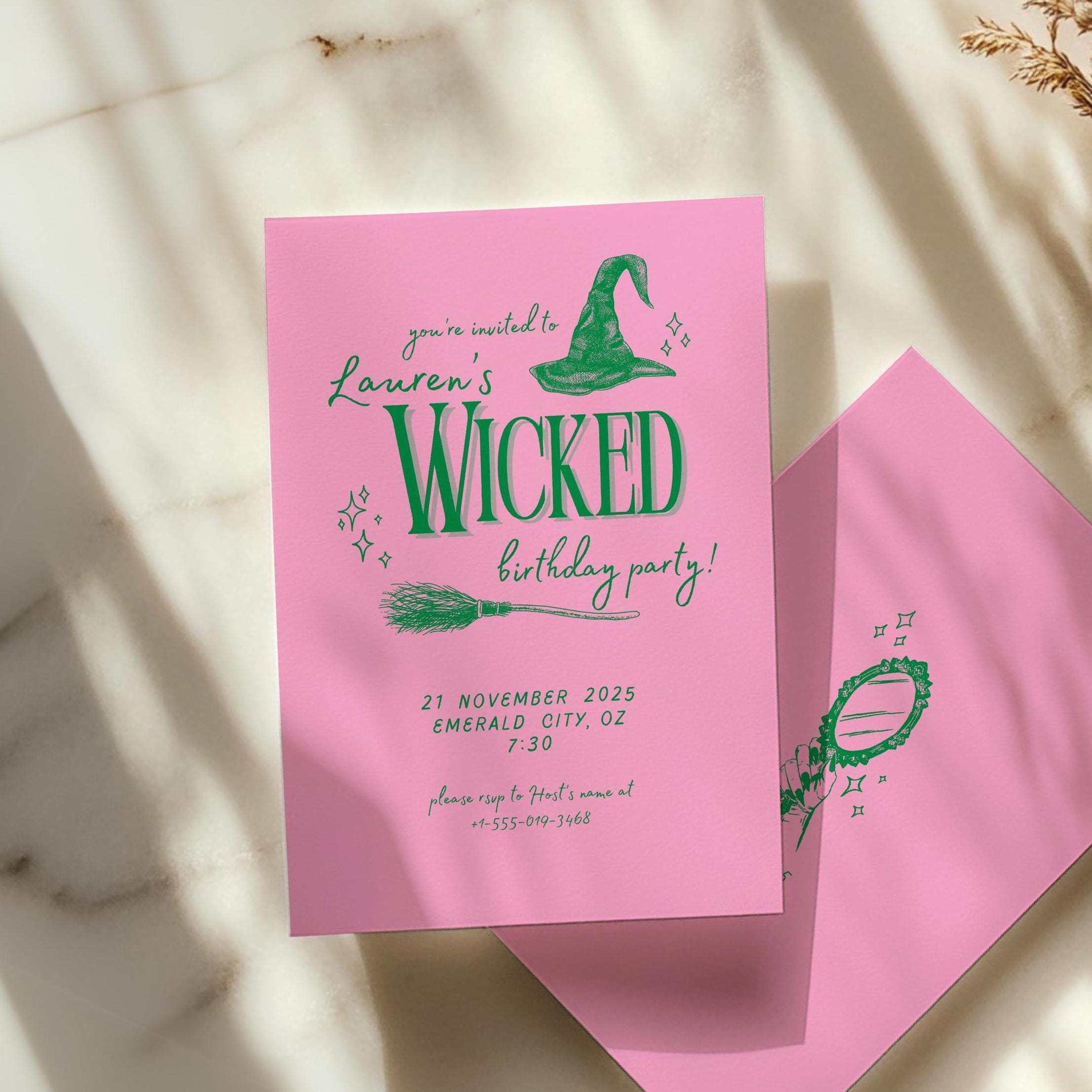 EDITABLE Wicked Canva Template, Birthday Party Invitation, Elphaba ...