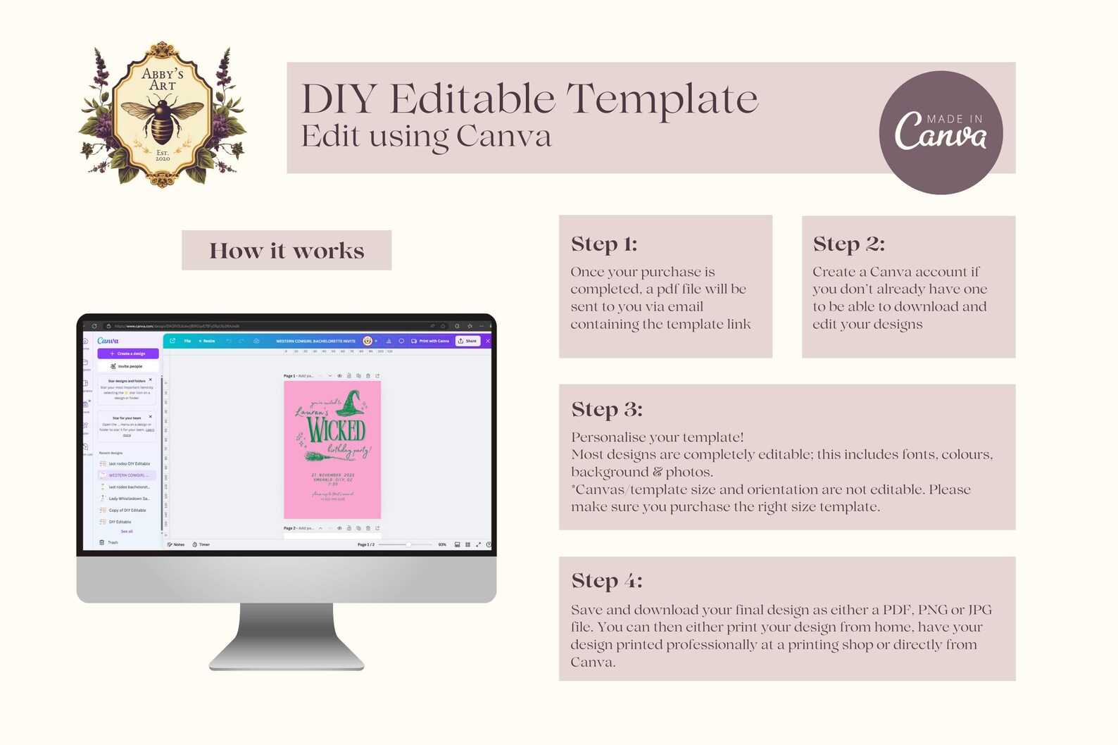 EDITABLE Wicked Canva Template, Birthday Party Invitation, Elphaba ...